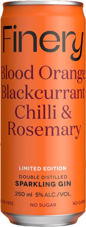 Finery Blood Orange, Blackcurrant, Chilli & Rosemary Sparkling Gin (25 ...